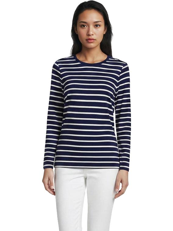 LANDS' END Supima Cotton Long Sleeve Crewneck T-Shirt